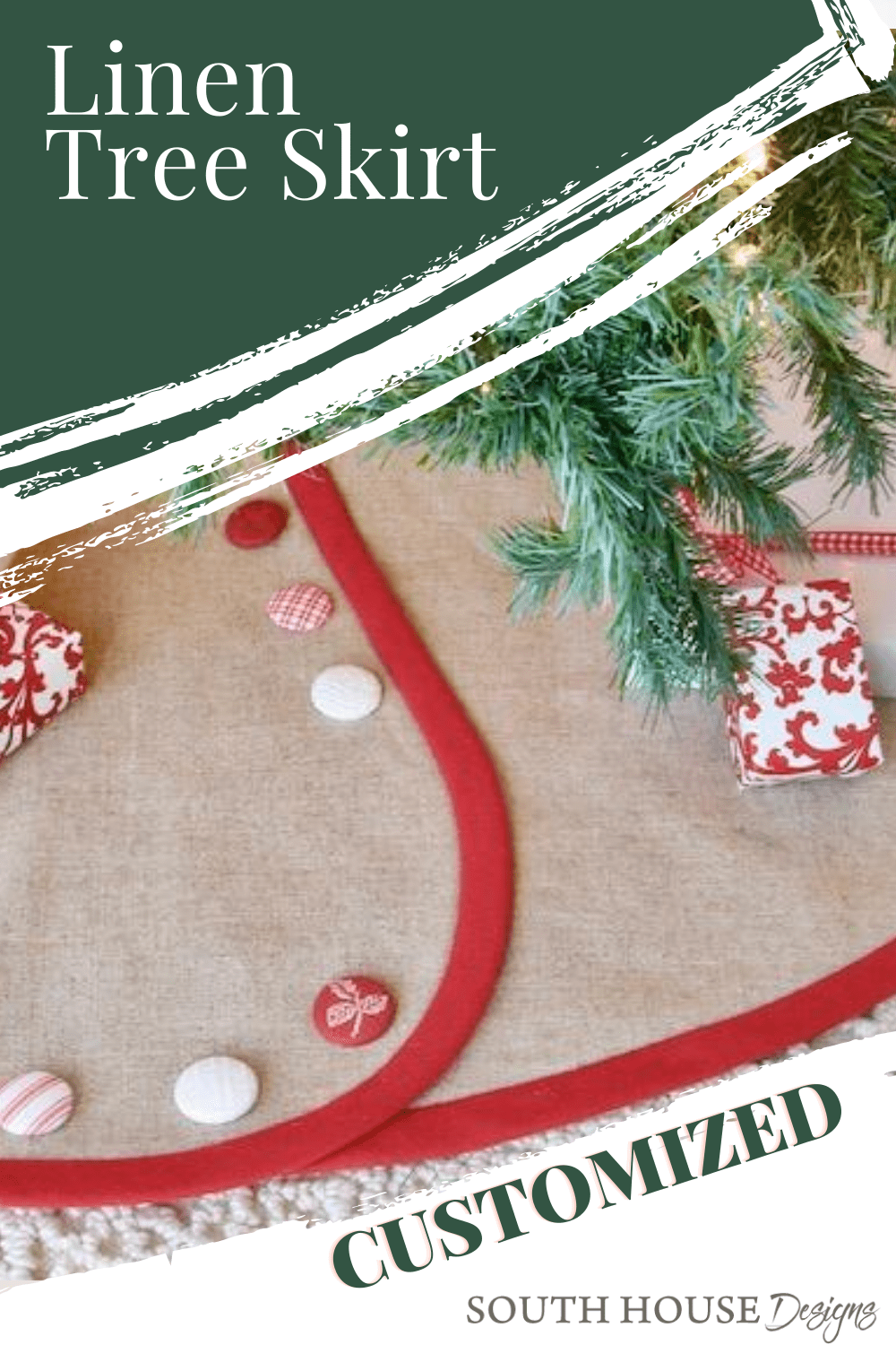 Linen & Burlap Christmas Tree Skirts - For 2020 - South House Designs