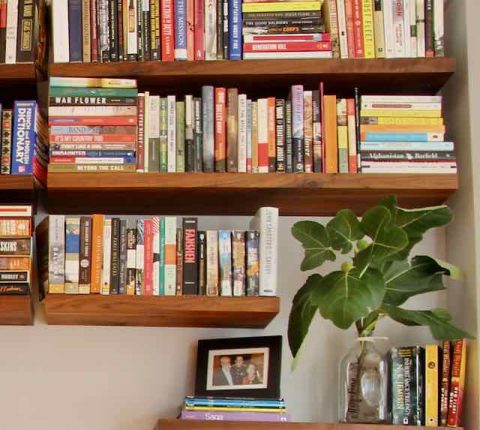 Massive Wall of Floating Bookshelves - How To Install - South House Designs