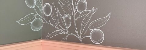 DIY Bathroom Wall Mural Idea: Best Custom Line Art Ever! - South House ...